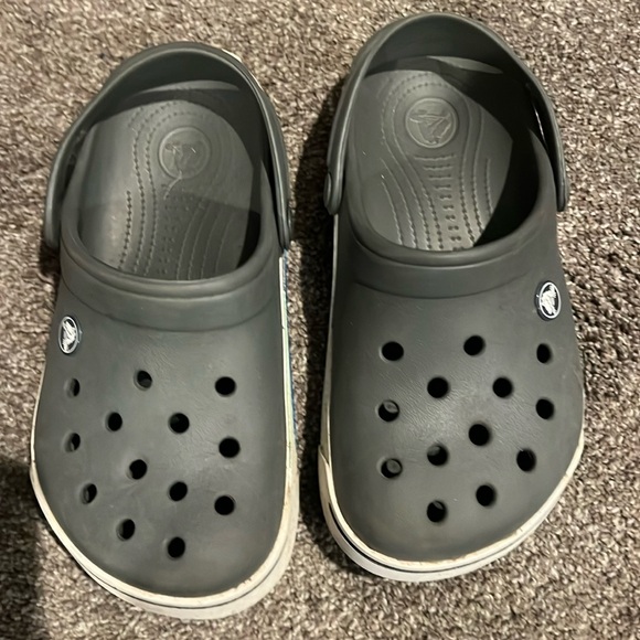 CROCS | Shoes | Crocs Youth 3 Dark Grey With White Stripe | Poshmark